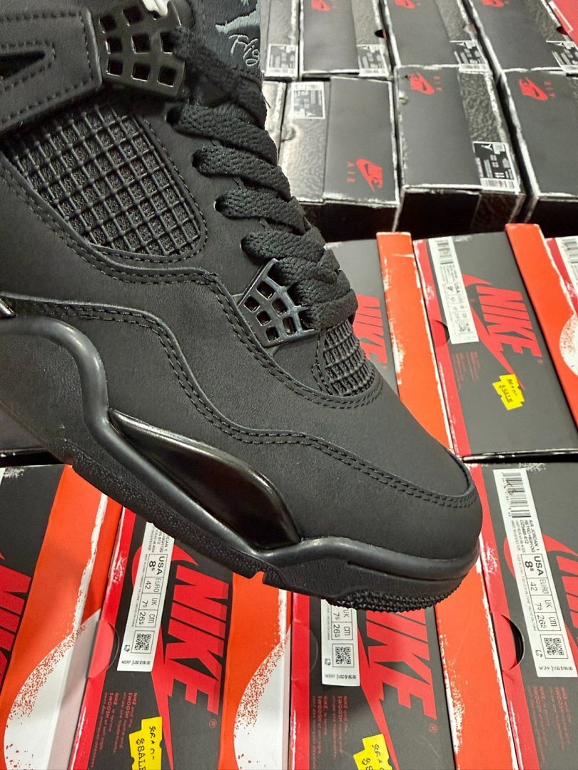 Nike Air Jordan 4 Retro Black Cat 308497-002 Triple Black Men's ...