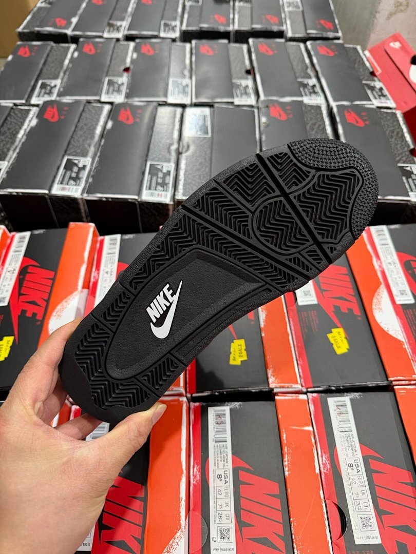 Nike Air Jordan 4 Retro Black Cat 308497-002 Triple Black Men's ...