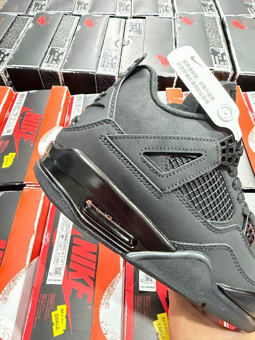 Nike Air Jordan 4 Retro Black Cat 308497-002 Triple Black Men's ...