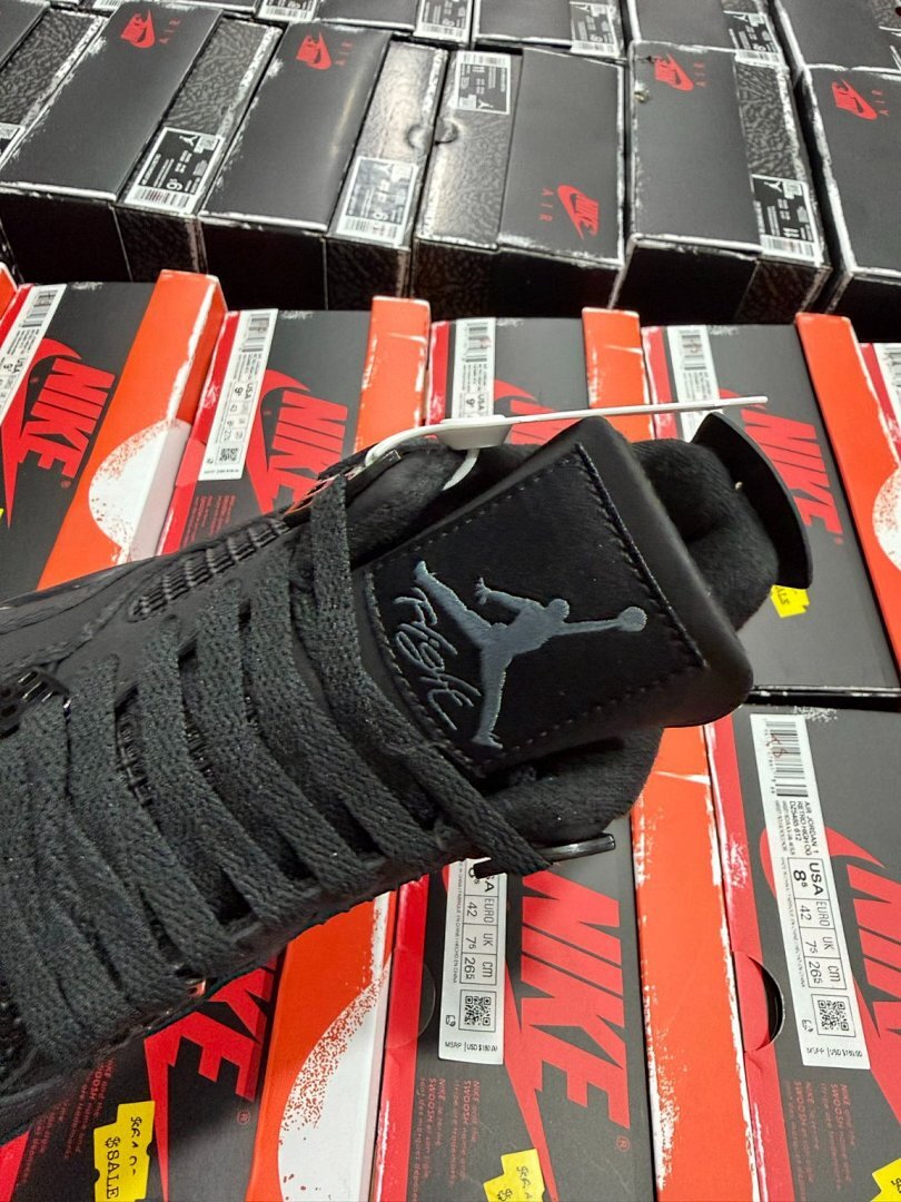 Nike Air Jordan 4 Retro Black Cat 308497-002 Triple Black Men's ...