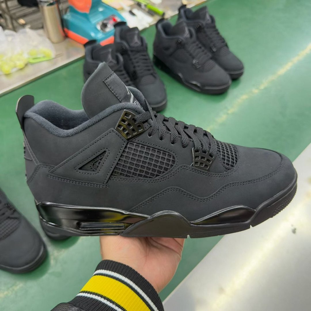 Nike Air Jordan 4 Retro Black Cat (308497-002) Mens Sneakers All Black ...