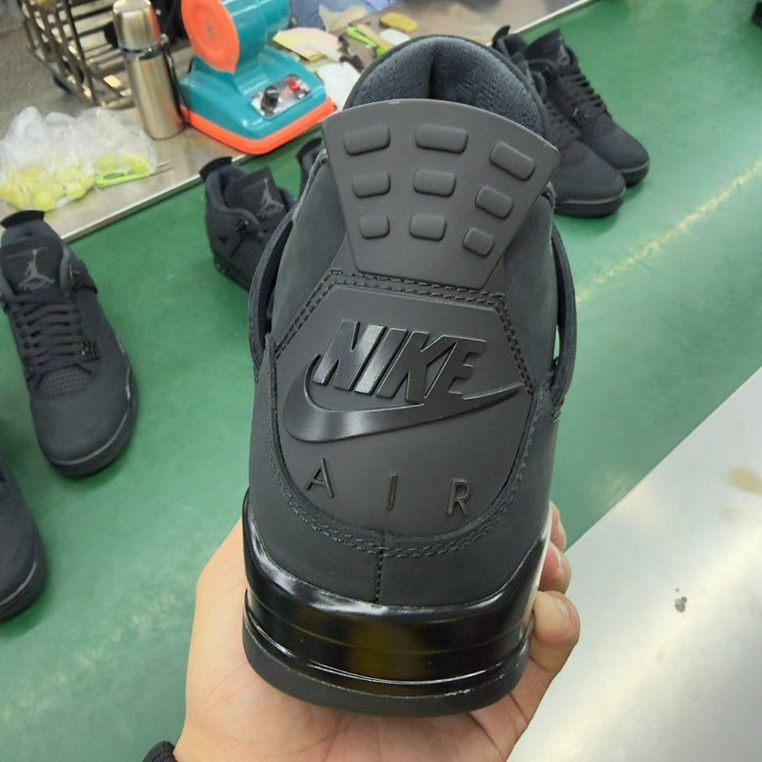 Nike Air Jordan 4 Retro Black Cat (308497-002) Mens Sneakers All Black ...