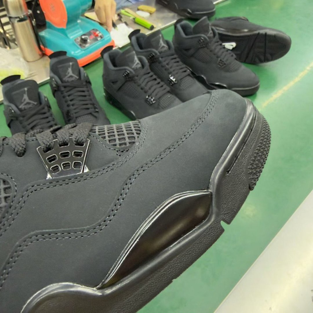 Nike Air Jordan 4 Retro Black Cat (308497-002) Mens Sneakers All Black ...
