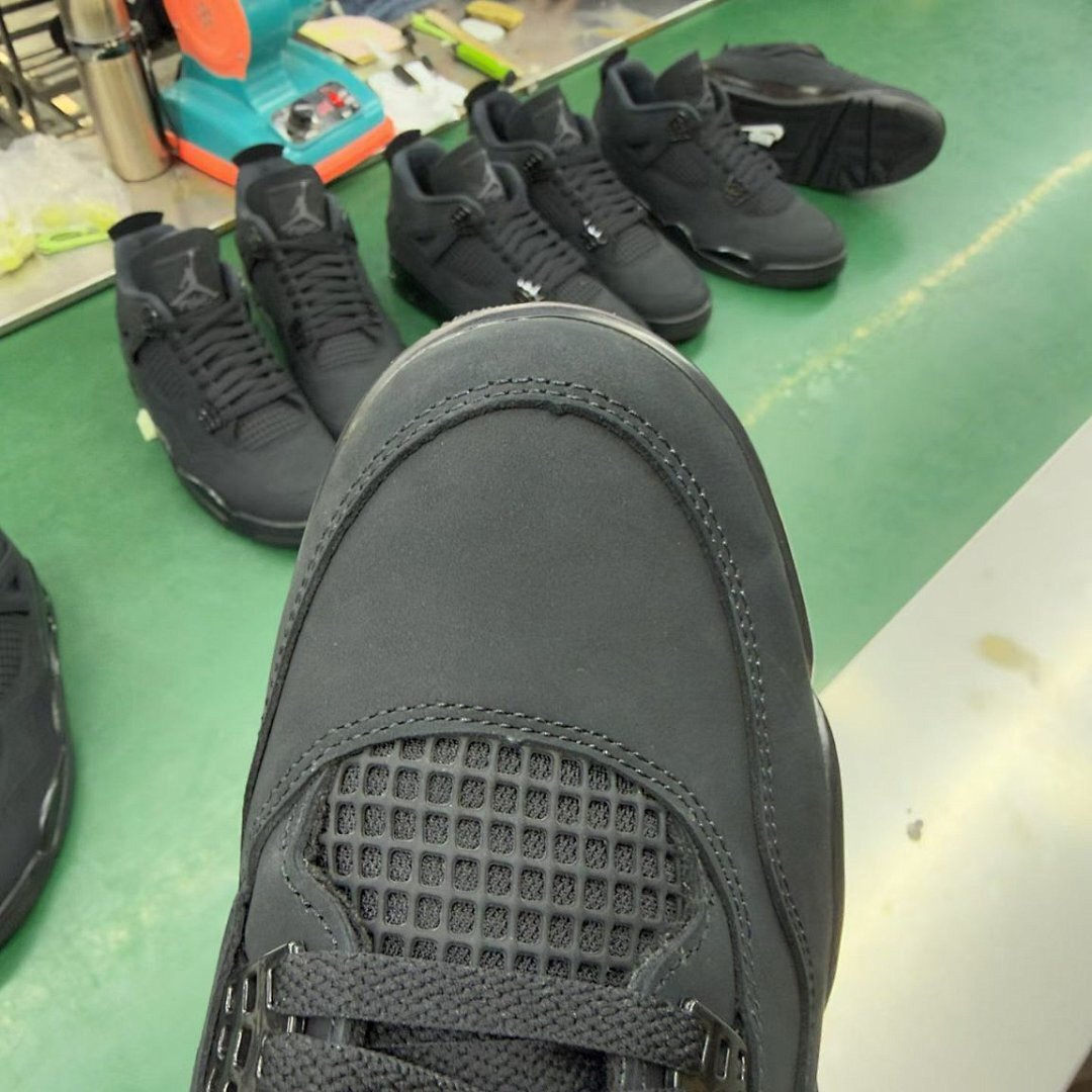 Nike Air Jordan 4 Retro Black Cat (308497-002) Mens Sneakers All Black ...